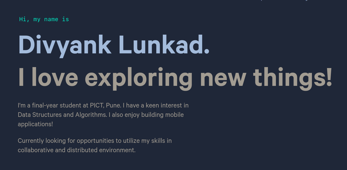 Divyank Lunkad's Portfolio